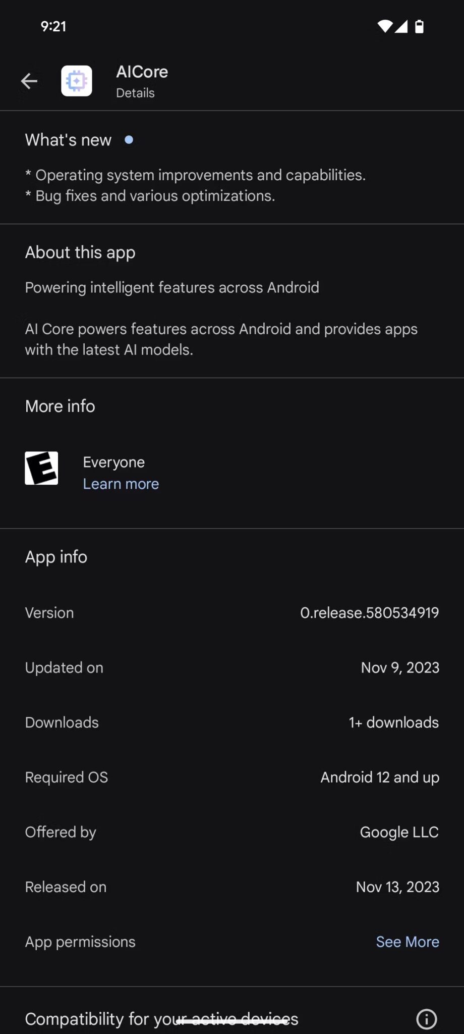 V Google Play 謎のAICoreアプリケーションが登場しました。それは何の役に立つのでしょうか? – Samsung Magazine