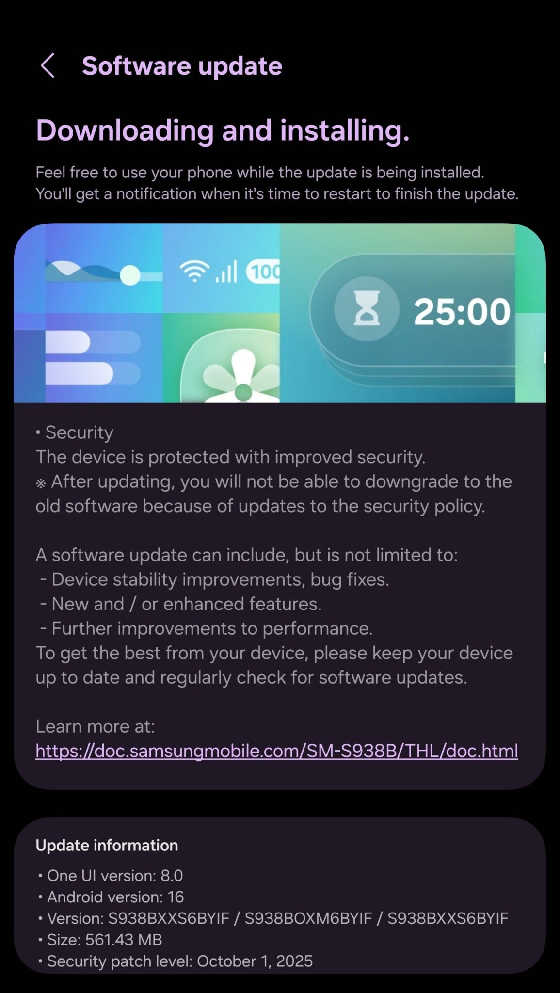 Samsung is releasing the October 2025 security update to the first ...